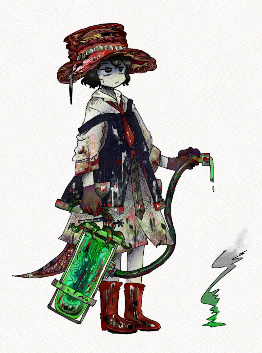 Safebooru - 1other acid black coat black eyes black gloves black hair ...