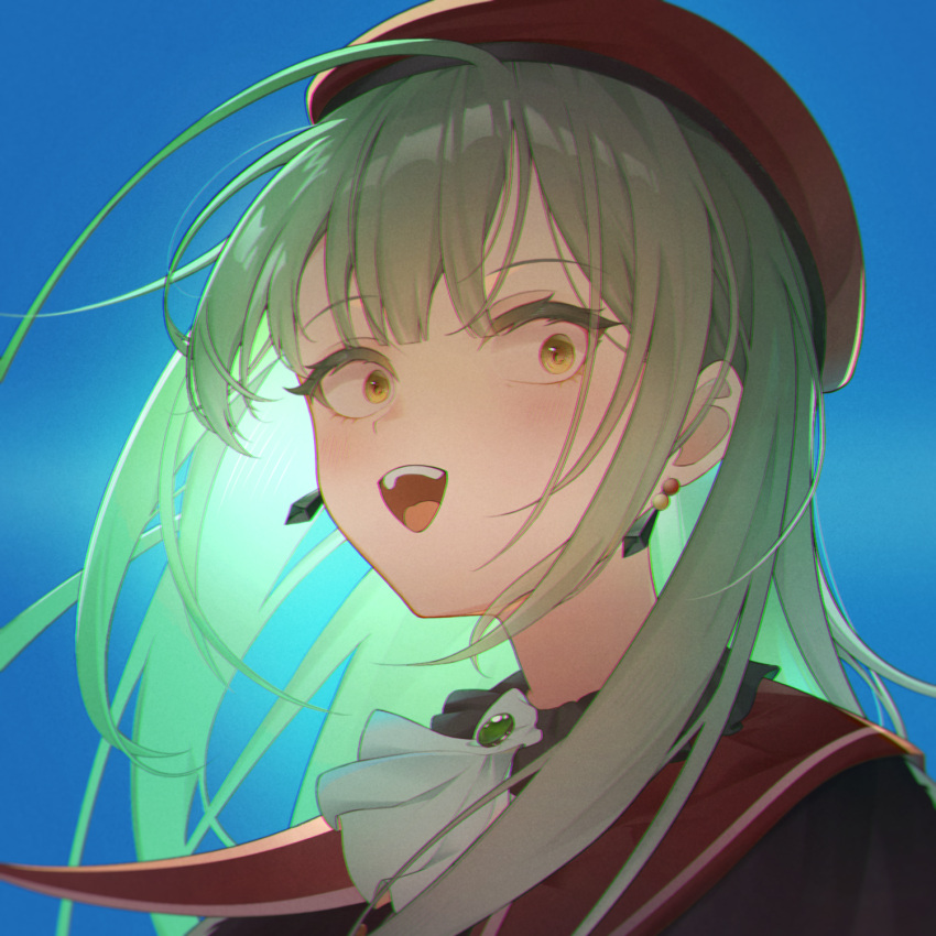 Safebooru - 1girl ascot bang dream! bang dream! it's mygo!!!!! beret blue background blush ...