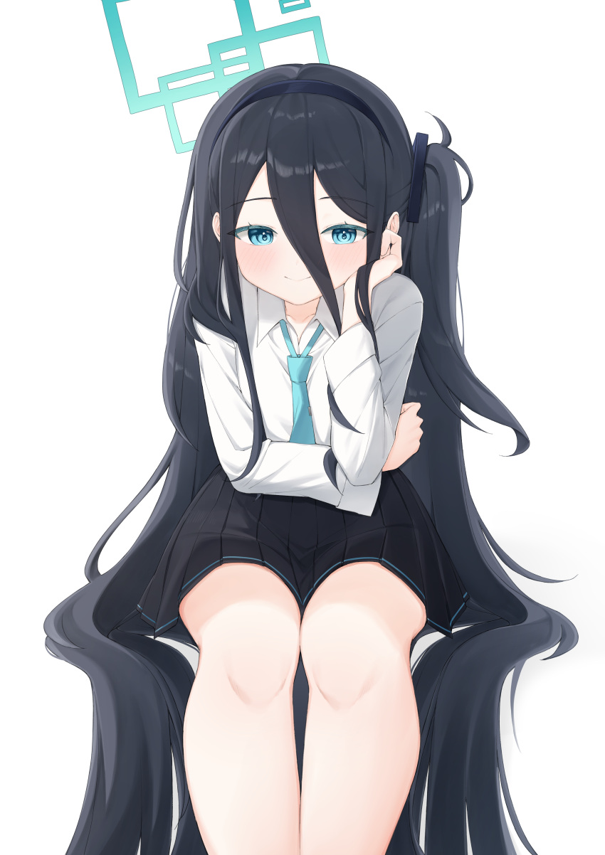 Safebooru - 1girl absurdly long hair absurdres aqua halo aqua necktie aris (blue archive) black ...