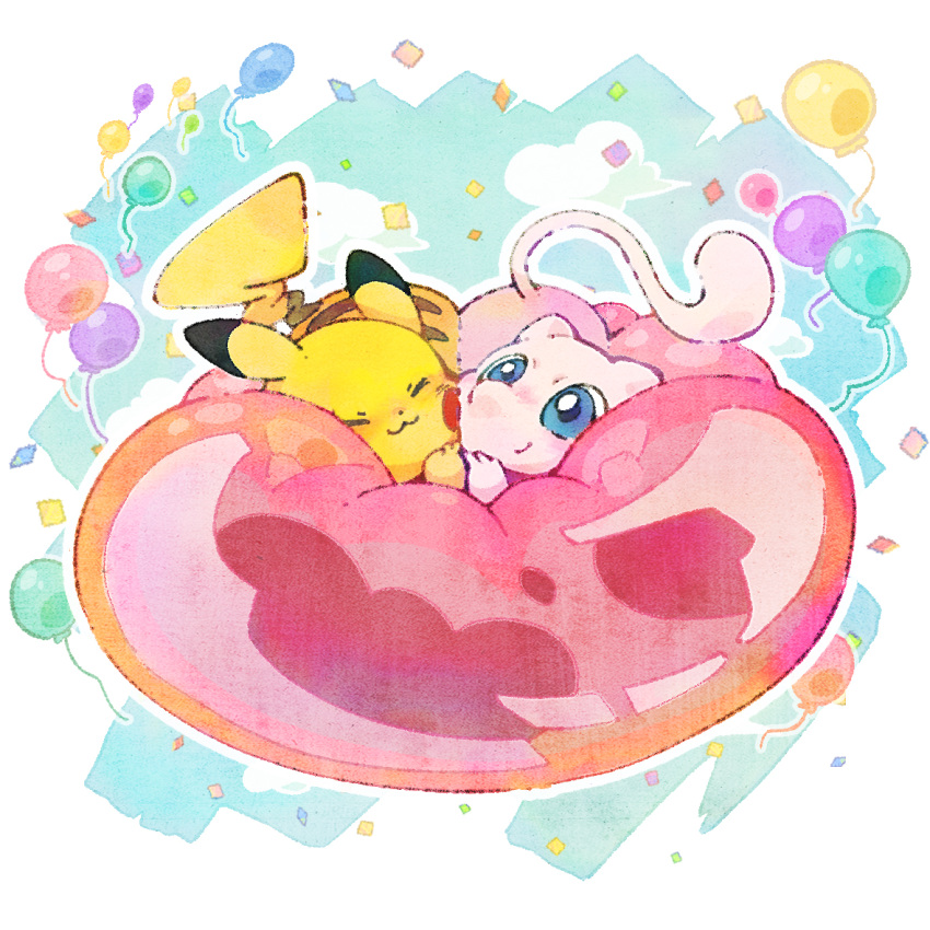 Safebooru - :3 balloon border cheek-to-cheek closed eyes closed mouth ...