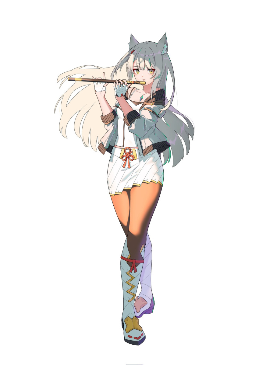 Safebooru - 1girl animal ear fluff animal ears camisole cat ears chest jewel fingerless gloves ...