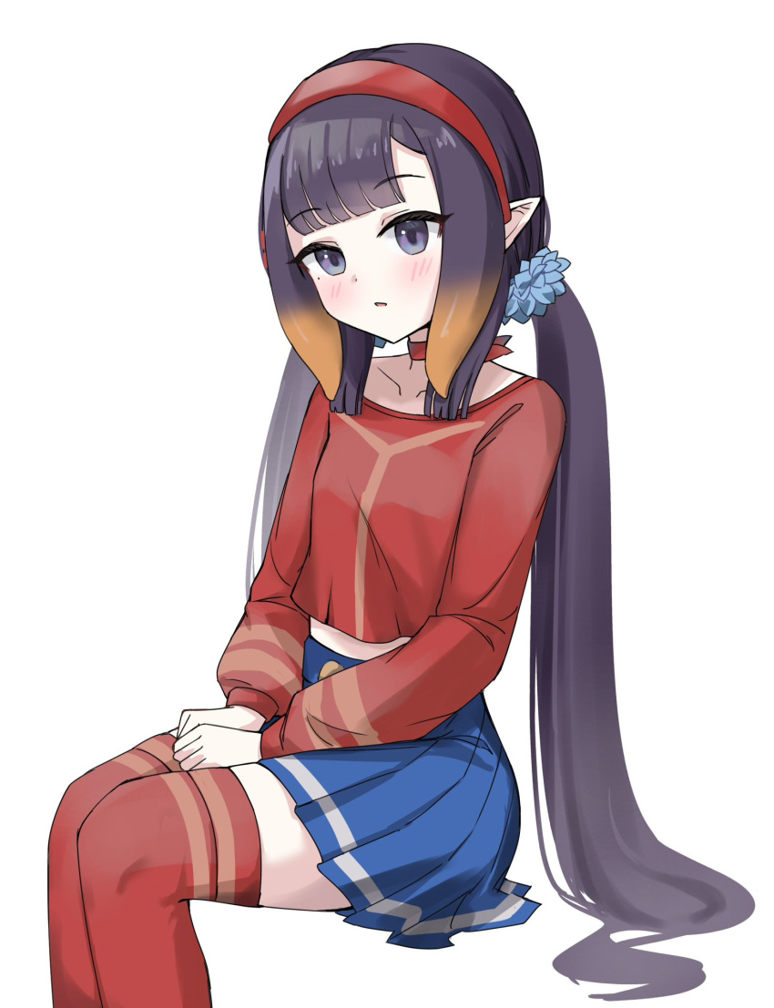 Safebooru - 1girl blue skirt blunt bangs blunt ends cattocut center-flap bangs choker commentary ...