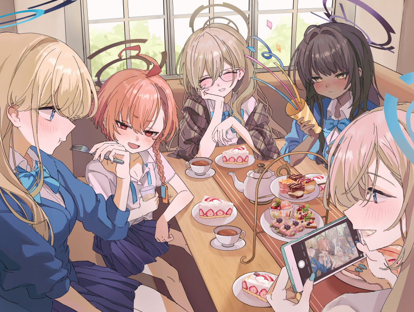 Safebooru - 5girls absurdres akane (blue archive) alternate costume arm on table asuna (blue ...