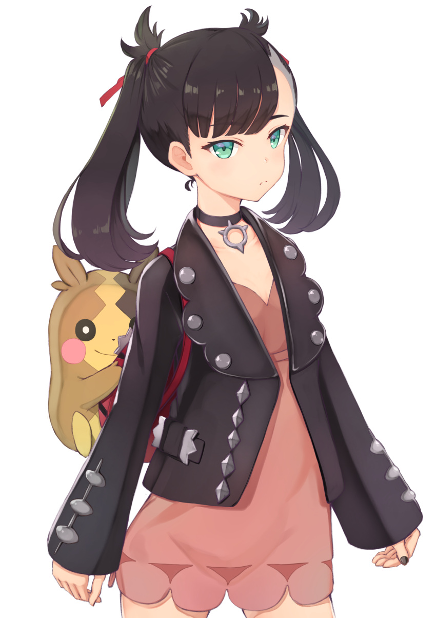 Safebooru - 1girl absurdres asymmetrical bangs backpack bag black choker black hair black jacket ...