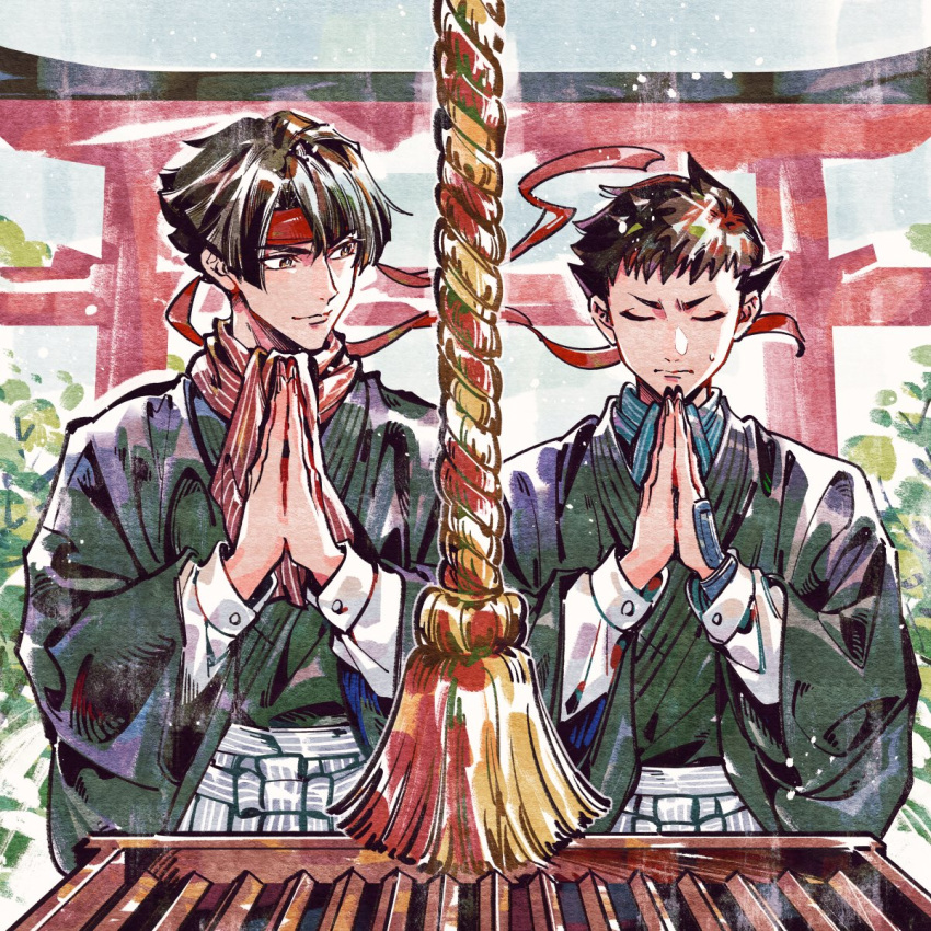 Safebooru - 2boys ace attorney black hair blue scarf box brown eyes ...