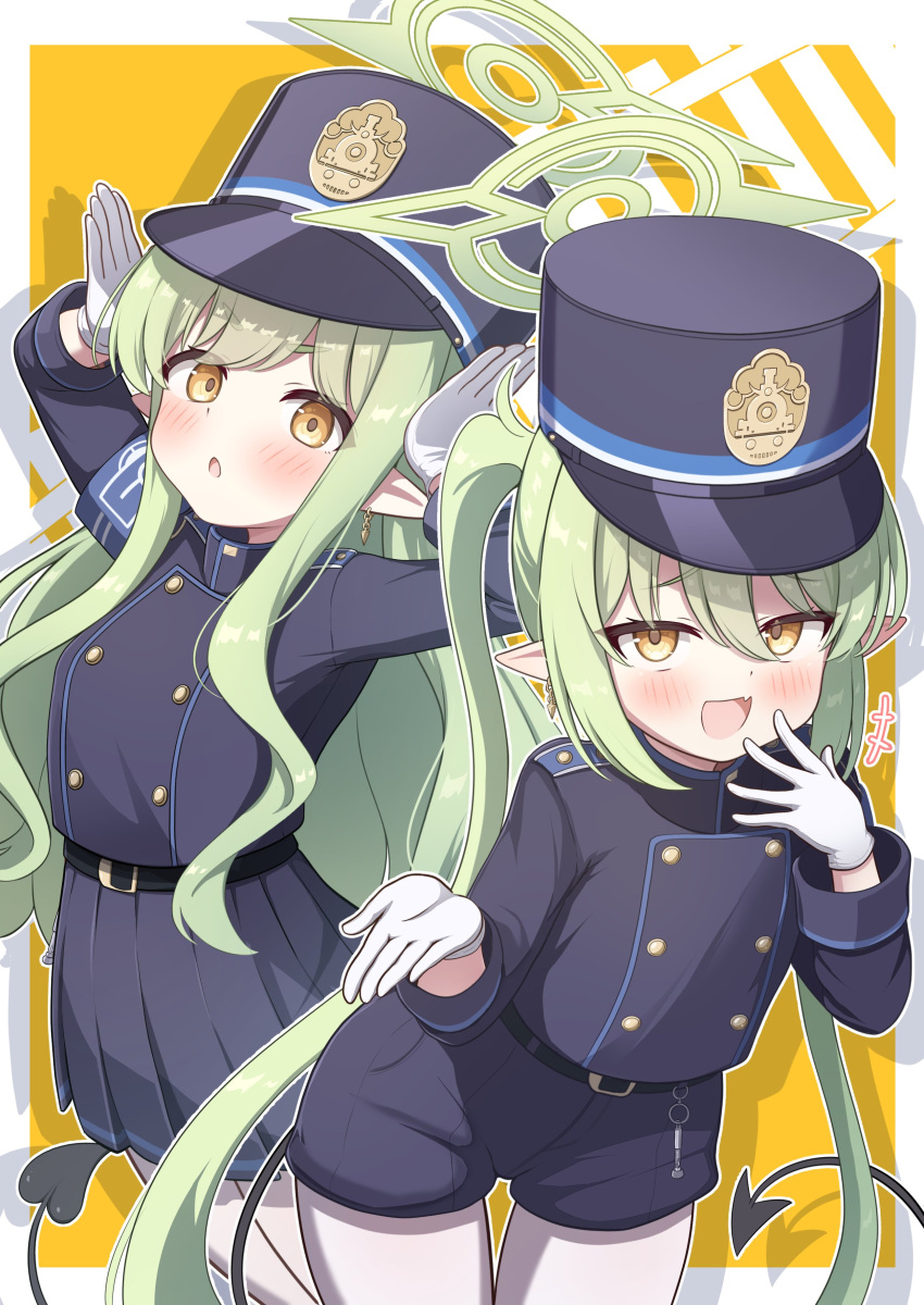 Safebooru - +++ 2girls absurdres armband belt black hat black shorts black skirt blue archive ...