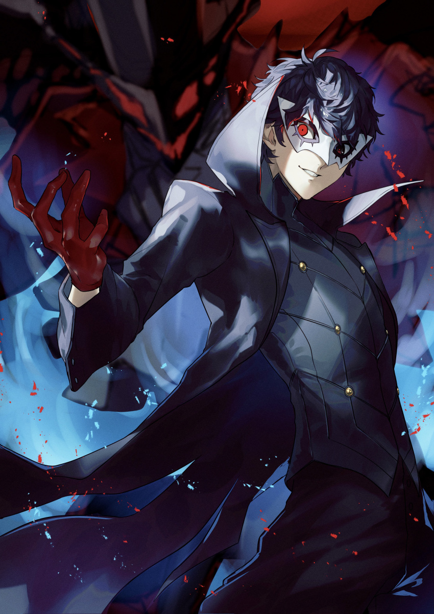 Safebooru - 1boy absurdres amamiya ren arsene (persona 5) black coat black eyes black hair black ...