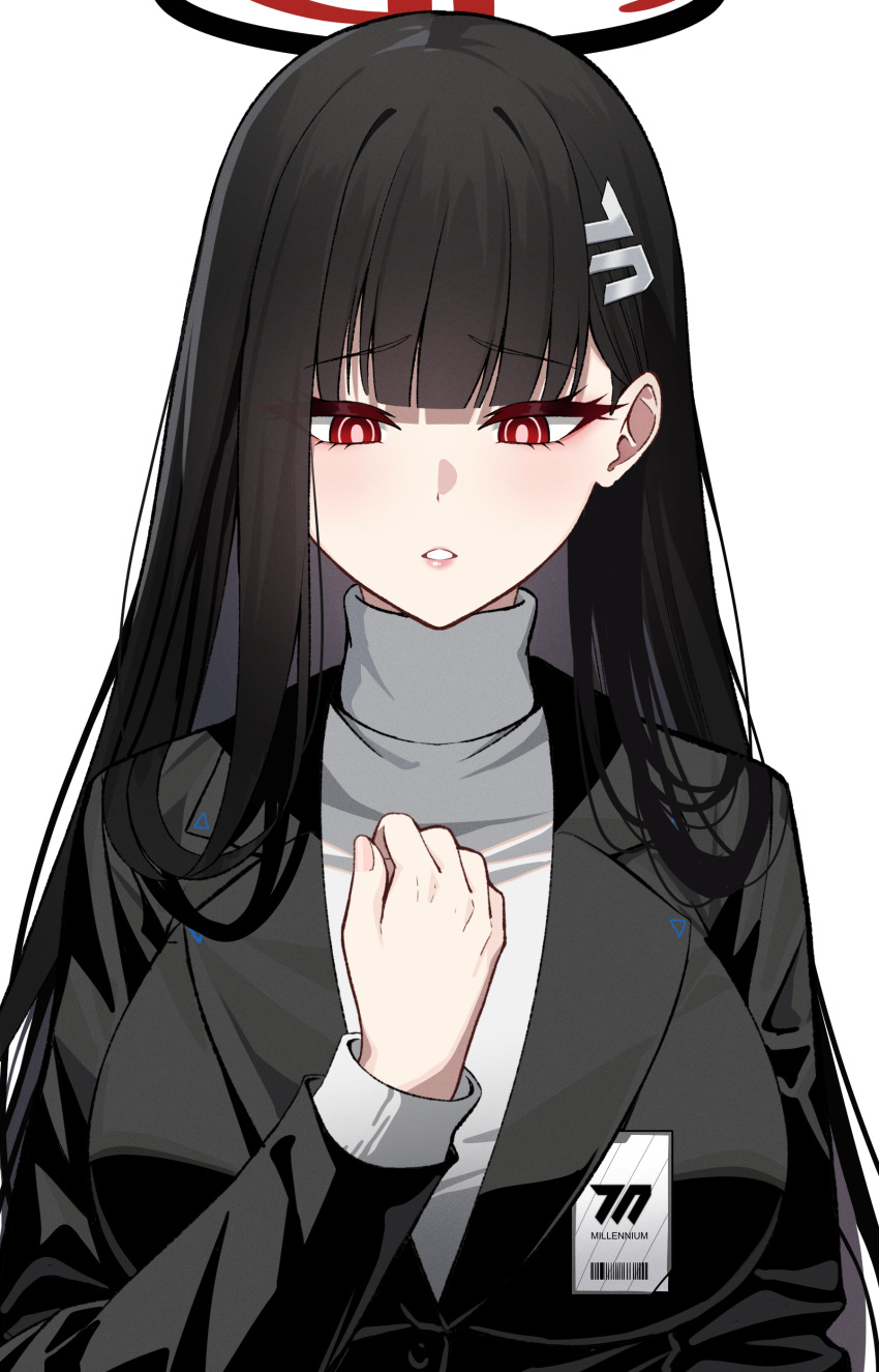 Safebooru 1girl Absurdres Black Hair Black Jacket Blazer Blue Archive 2039