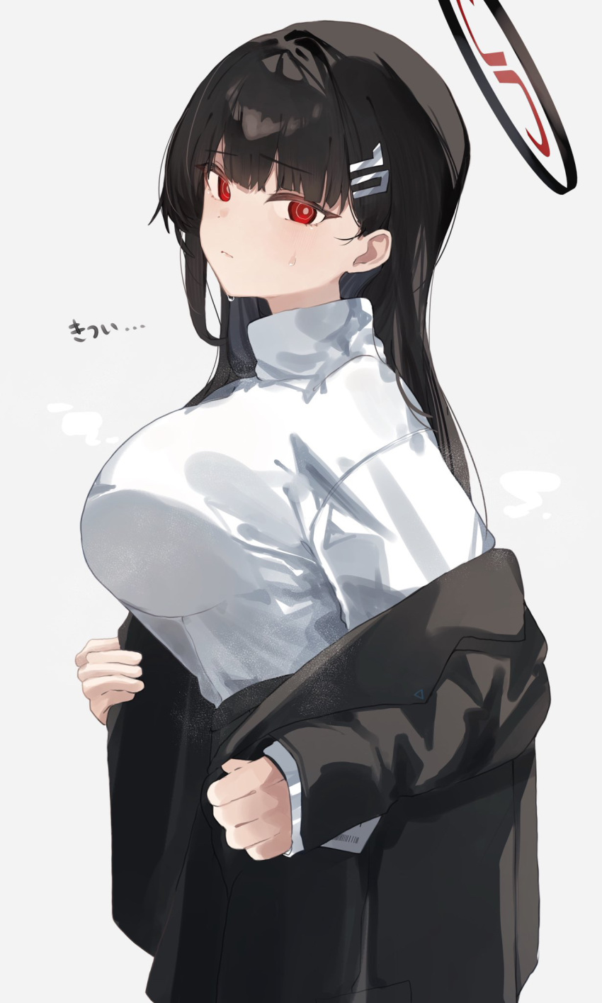 Safebooru 1girl Black Hair Blazer Blue Archive Breasts Hair Ornament 2745