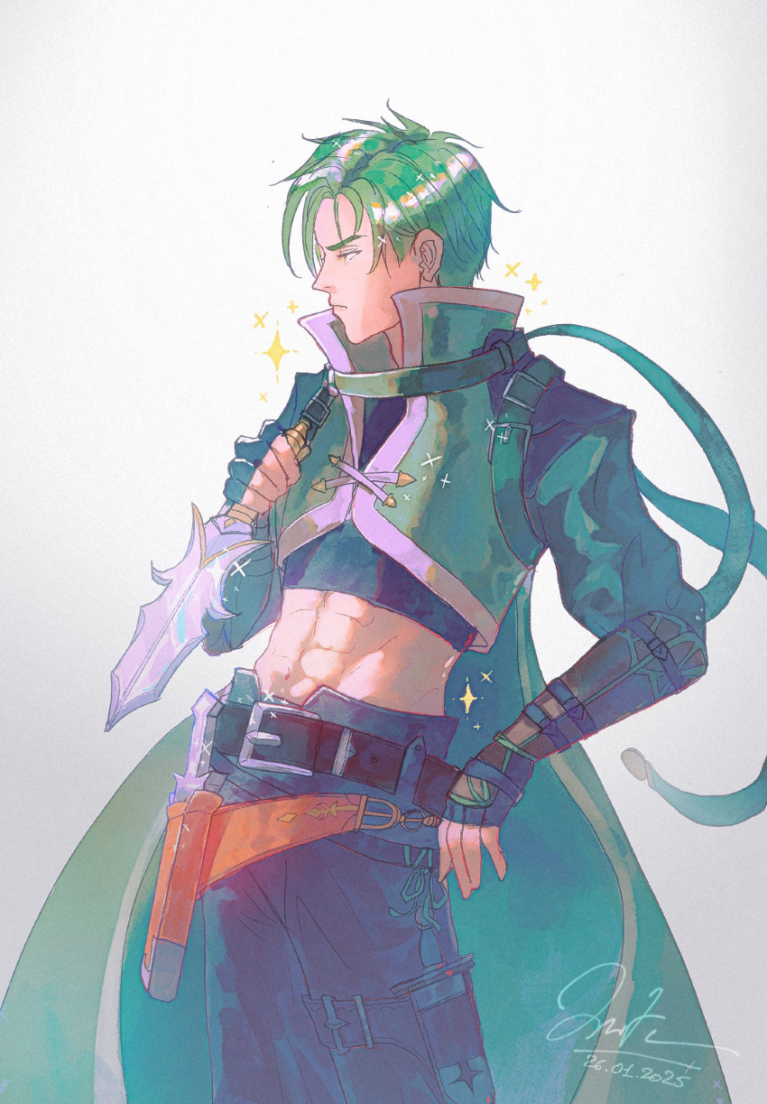 Safebooru - 1boy abs commentary crop top dagger dated fire emblem fire emblem: radiant dawn ...