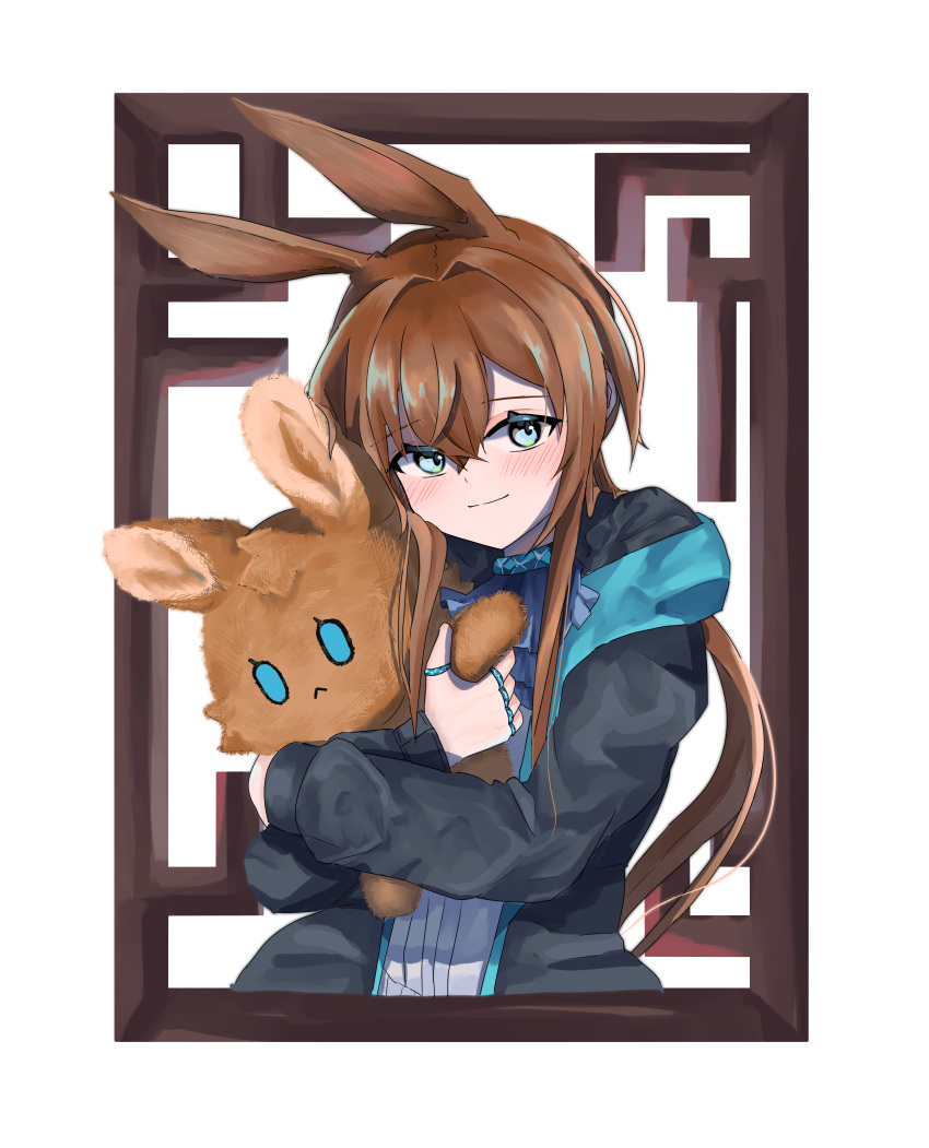 Safebooru - 1girl absurdres amiya (arknights) aqua eyes arknights black jacket blush border ...