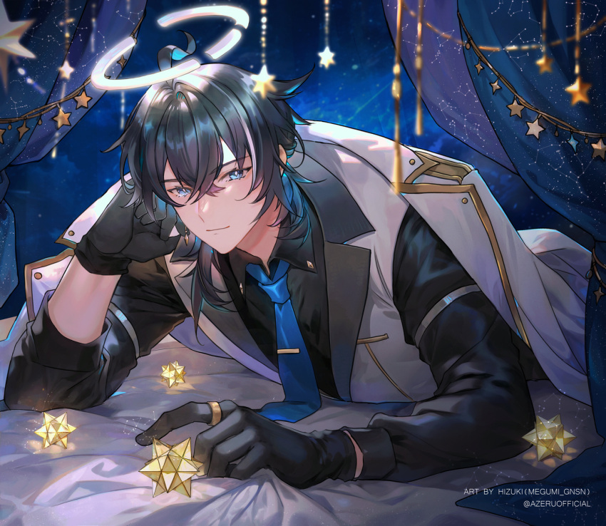 Safebooru - 1boy ahoge azeru (vtuber) black gloves black hair black ...