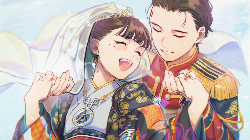 Safebooru - 1boy 1girl aam09212 black hair black jacket blush closed ...