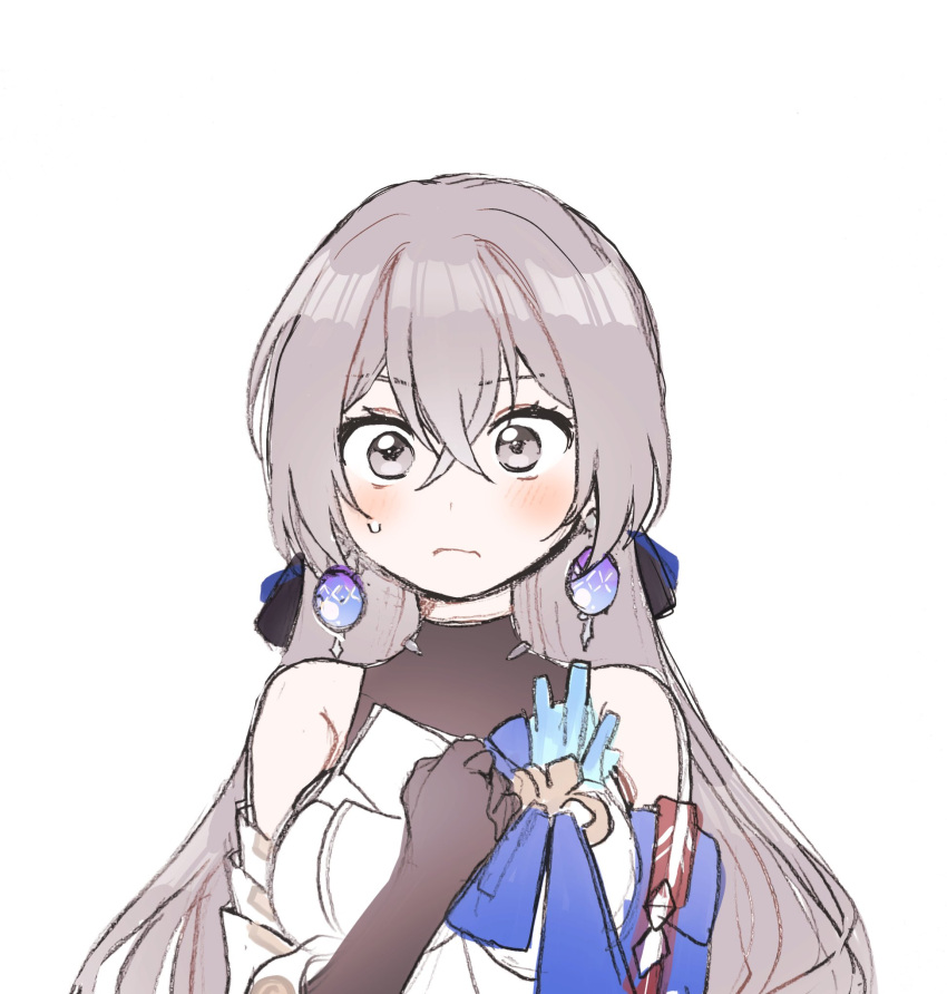 Safebooru - 1girl 5rwpvc bare shoulders black gloves black ribbon blush breasts bronya rand ...