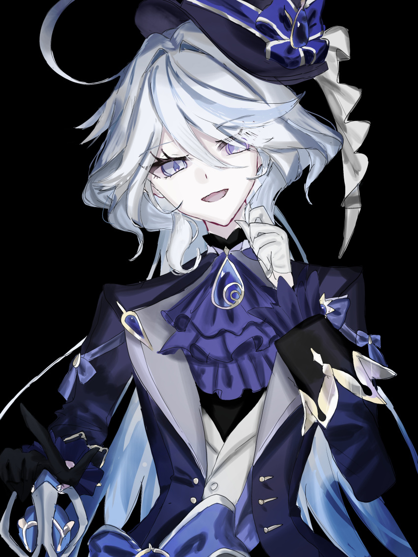 Safebooru - 1girl absurdres ascot asymmetrical gloves black background ...