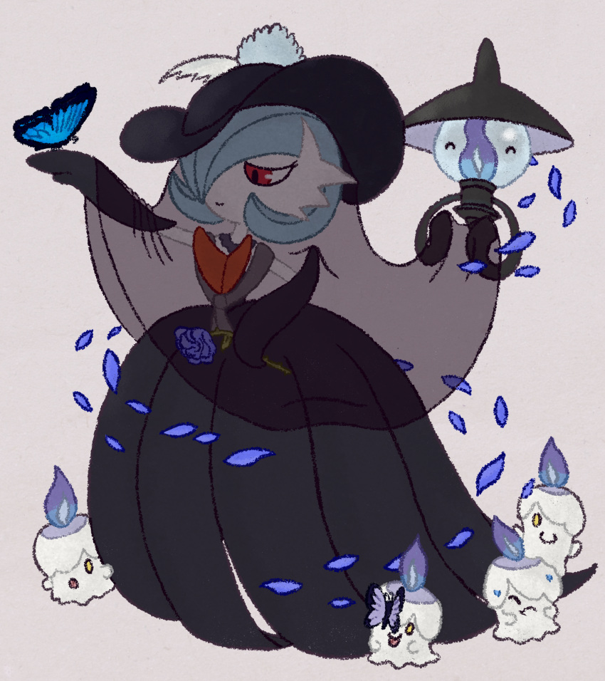 Safebooru - alternate color black dress black gloves black hat bug ...