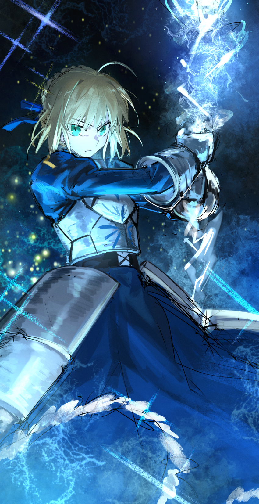 Safebooru - 1girl absurdres ahoge armor armored dress artoria pendragon (fate) blonde hair braid ...