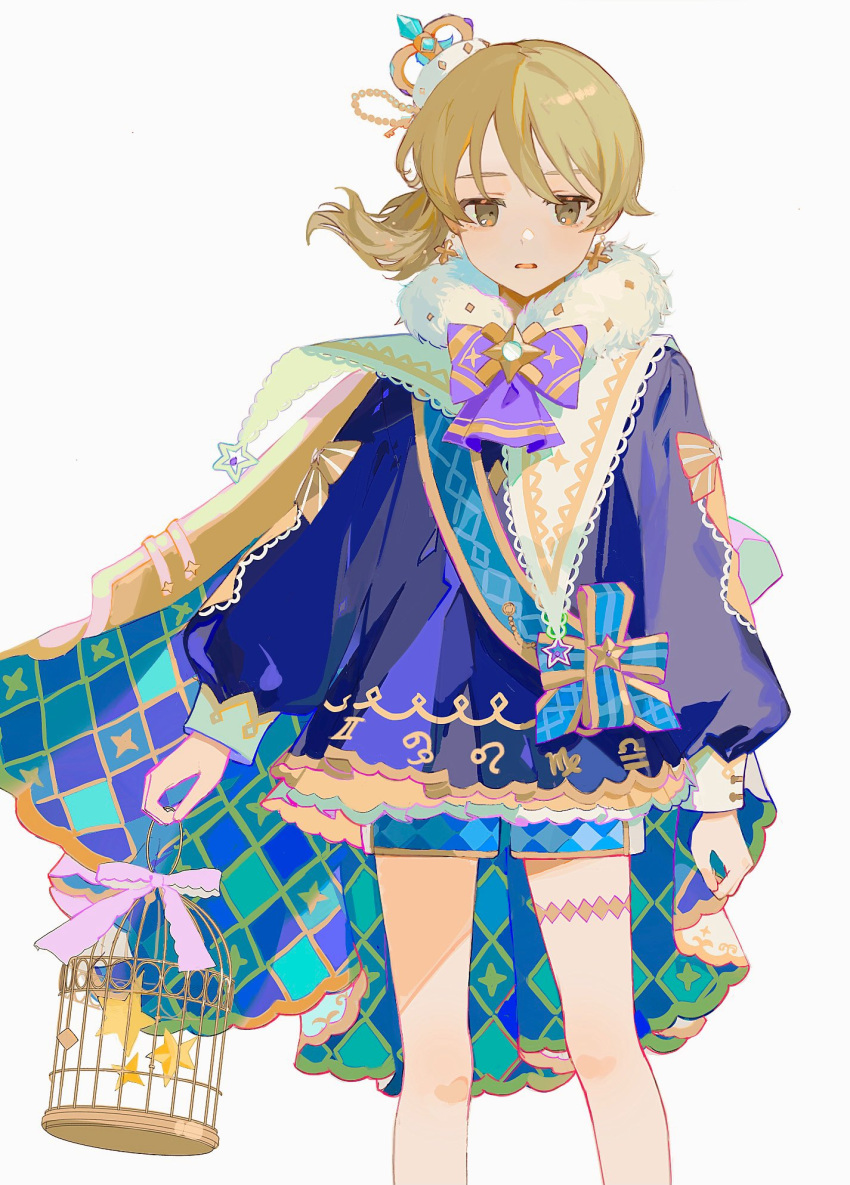 Safebooru - 1girl argyle cape argyle clothes birdcage blouse blue cape blue sash blue shirt blue ...