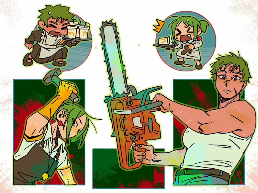 Safebooru - apron blood blood on clothes chainsaw chainsaw woman ...