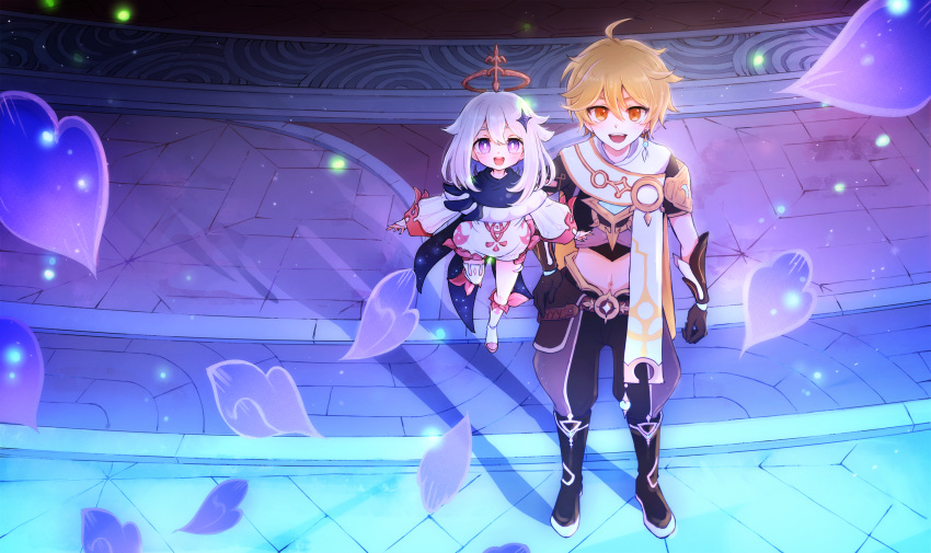 Safebooru - 1boy 1girl aether (genshin impact) ahoge blonde hair blue ...