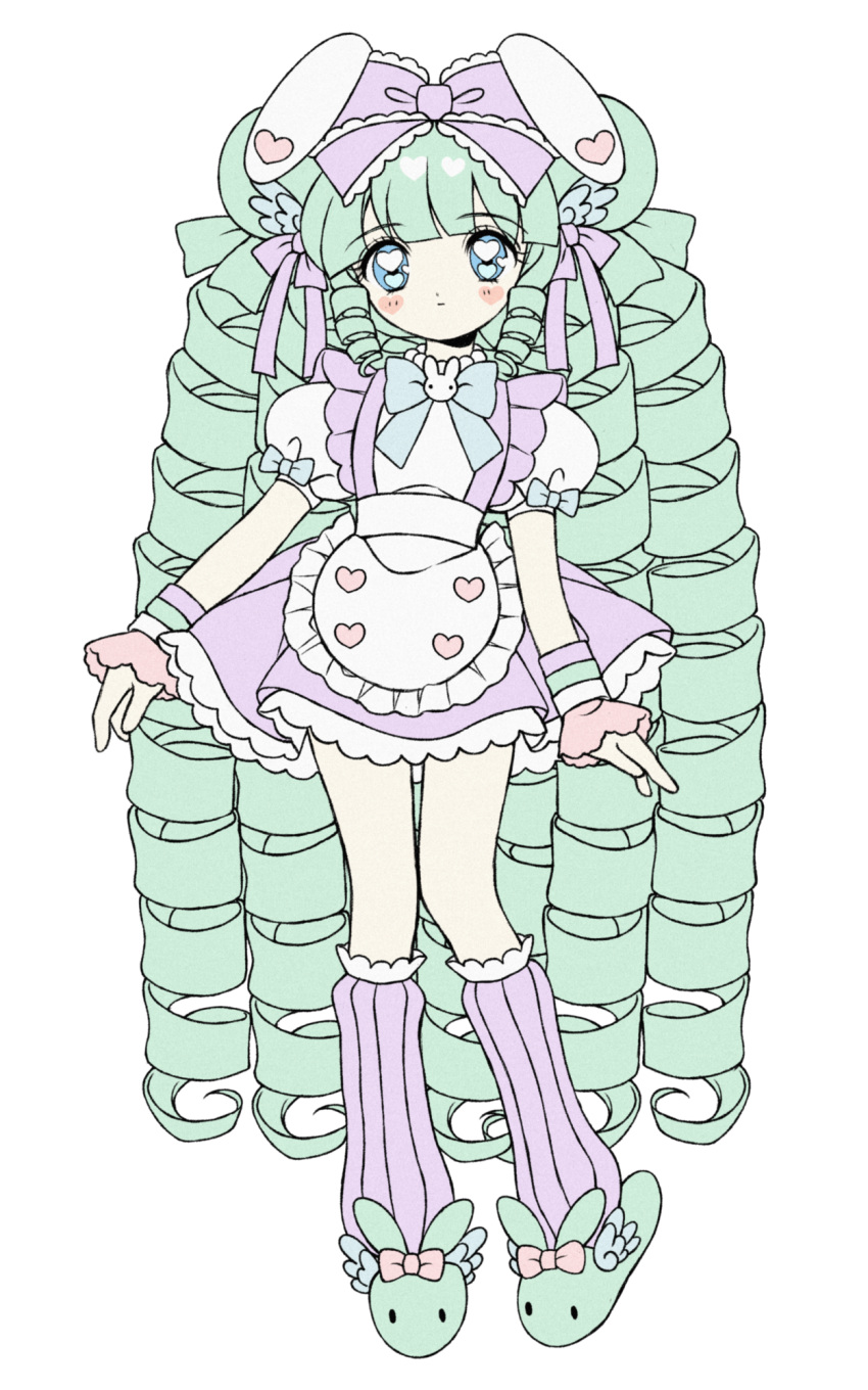 Safebooru - 1girl animal ears animal slippers apron arms at sides blunt bangs borrowed character ...