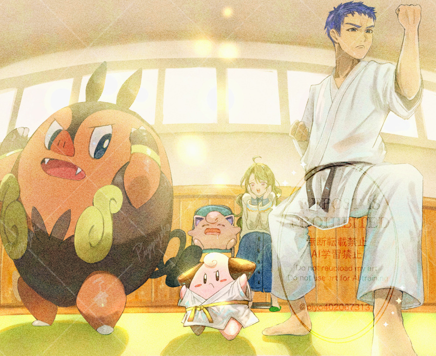 Safebooru - 1boy 1girl ahoge barefoot blue dress blush stickers buttons ...