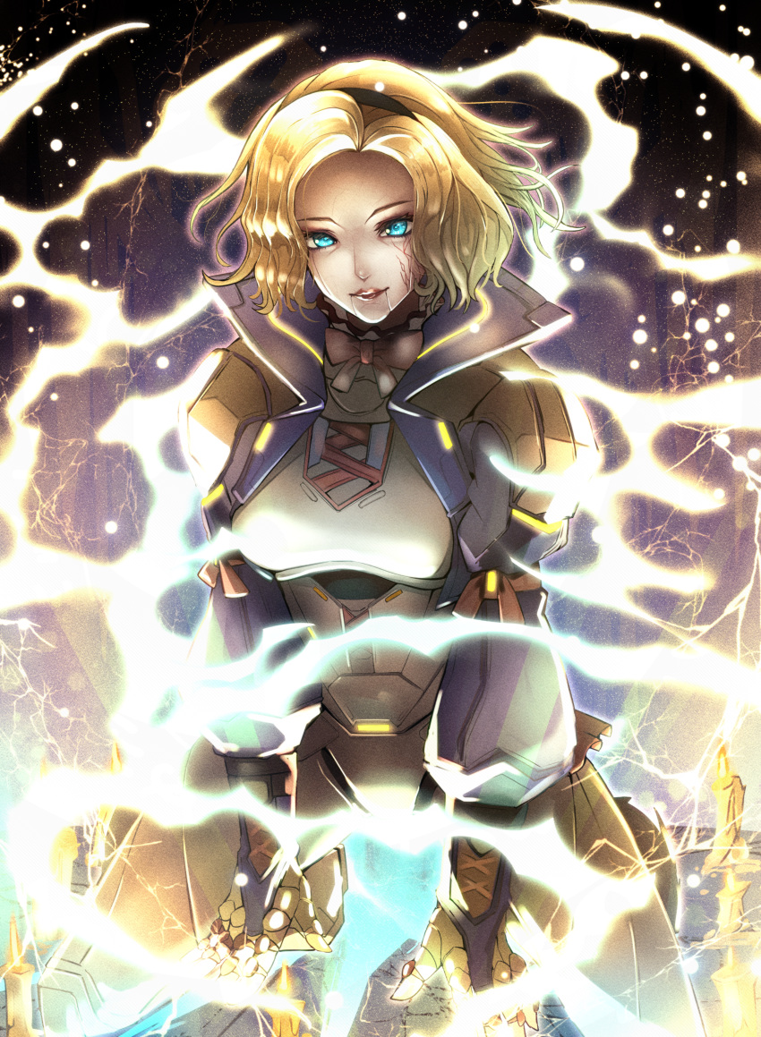 Safebooru - absurdres animification apex legends blonde hair blue eyes blue jacket bow breasts ...