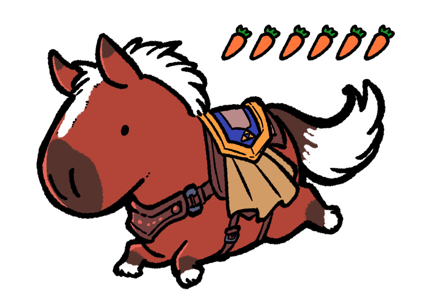 Safebooru - barding carrot chibi chibi only epona highres horse no humans running saddle simple ...