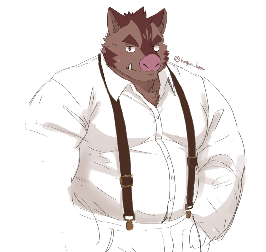 Safebooru - 1boy animal ears boar boy boar ears brown fur commentary ...