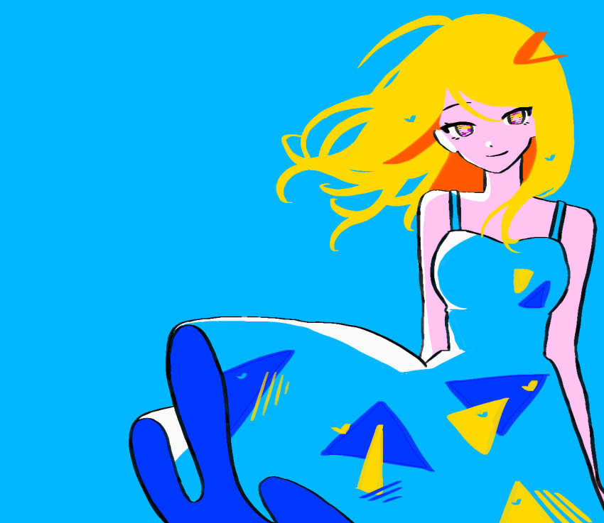 Safebooru Akamatsu Kaede Blonde Hair Blue Background Danganronpa 6425