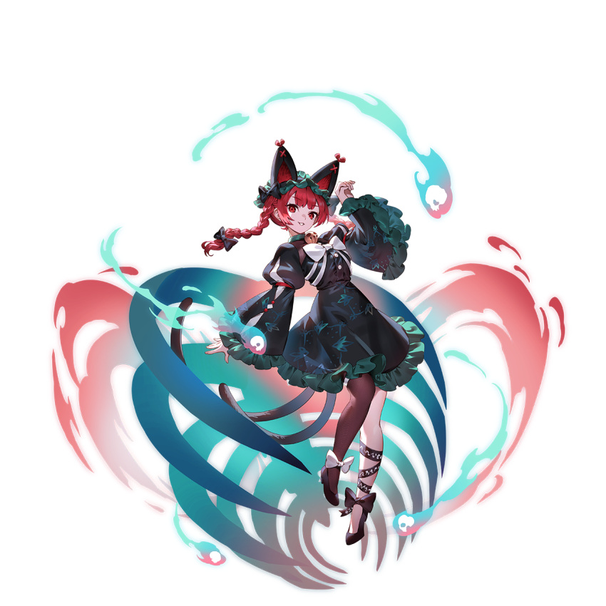 Safebooru - 1girl adapted costume animal ears bell black bow black footwear bow bowtie braid ...