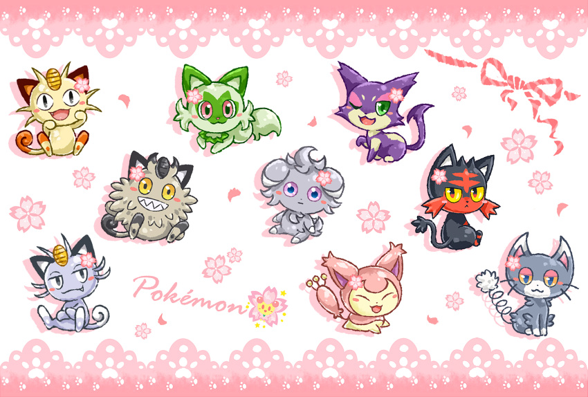 Safebooru - alolan meowth animal focus blush cat cherrim cherrim ...