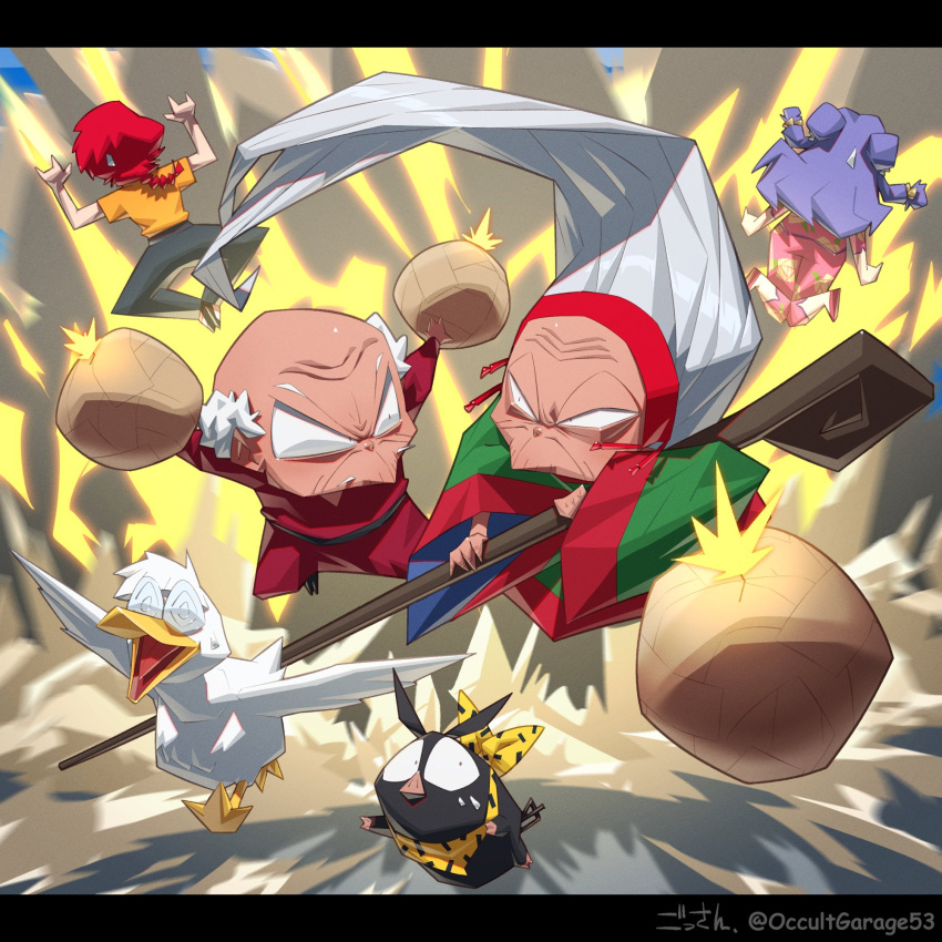 Safebooru - 1boy 3girls bird black pants bomb cologne (ranma 1/2 ...