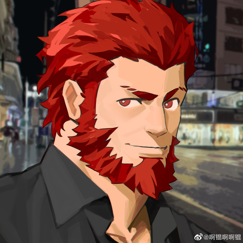 Safebooru - 1boy absurdres akunaakun (kunkun586586) beard black shirt ...