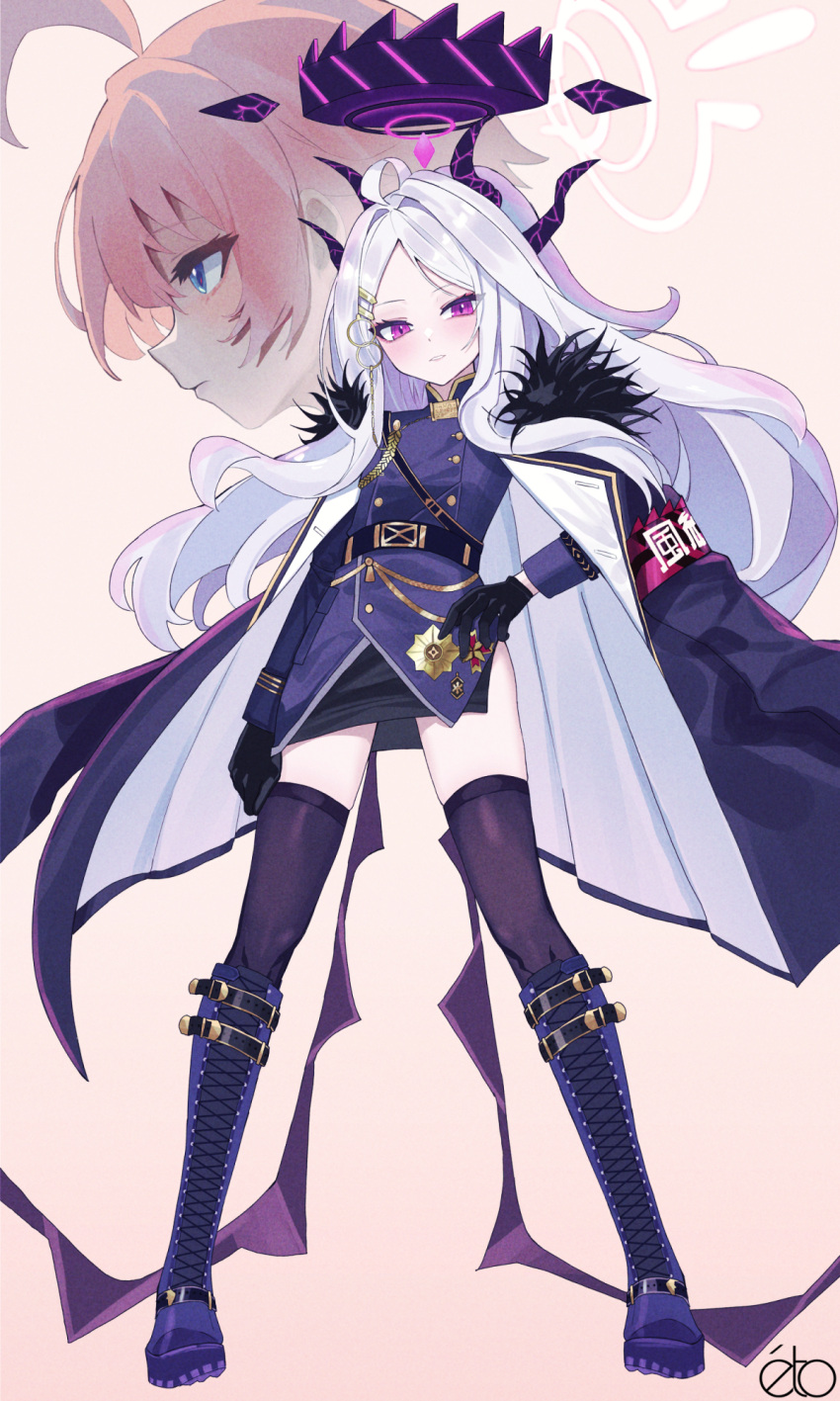 Safebooru - 2girls ahneato ahoge armband belt black belt black coat black footwear black gloves ...