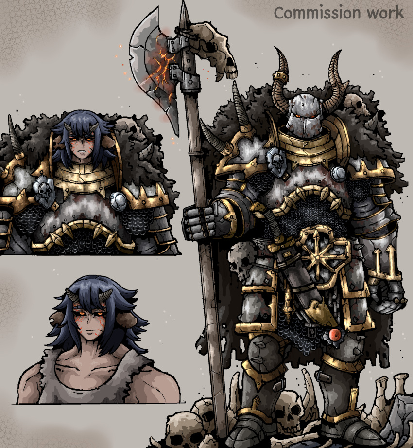 Safebooru - 1other armor black sclera blue hair breastplate chainmail ...