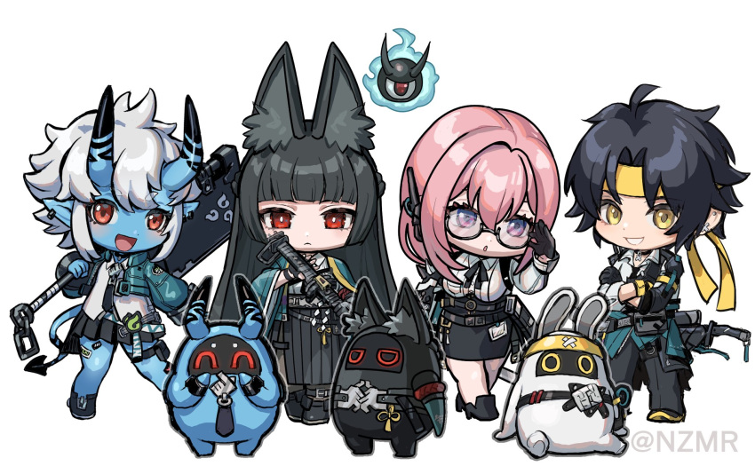Safebooru - 1boy 3girls animal ear fluff animal ears asaba harumasa asaboo (zenless zone zero ...