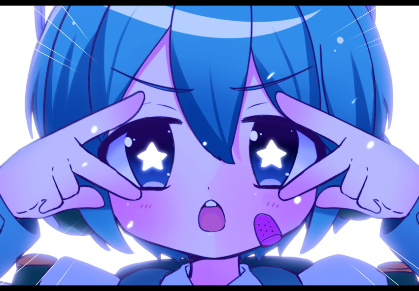 Safebooru - 1boy bandaid bandaid on cheek bandaid on face black border ...