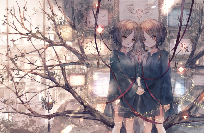 Safebooru 2girls D Bangs Black Dress Blush Brown Eyes Brown Hair 3471