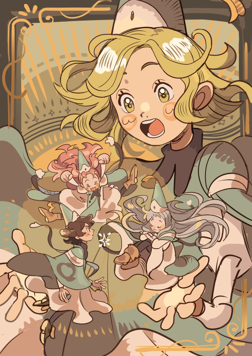 Safebooru - 4girls agate (tongari boushi no atelier) alos (alosrovolo) alternate size black hair ...