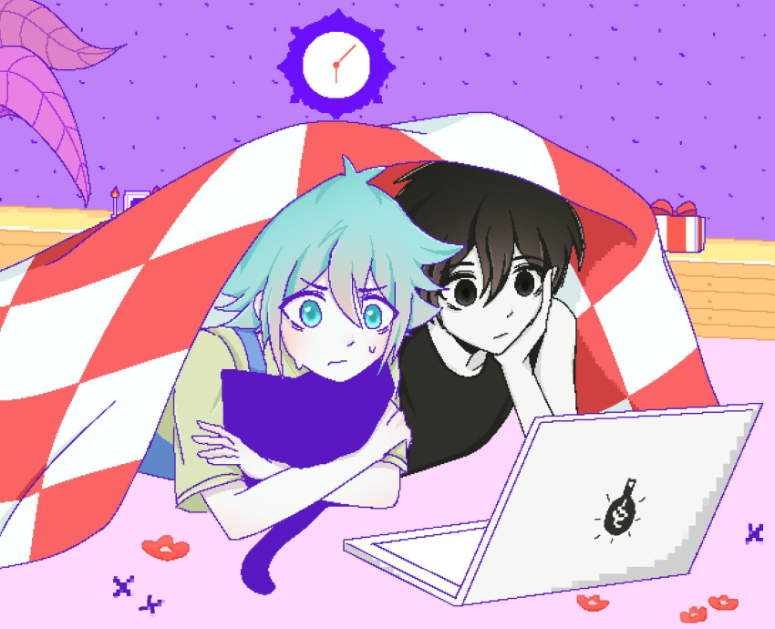 Safebooru - 2boys analog clock basil (headspace) (omori) basil (omori ...
