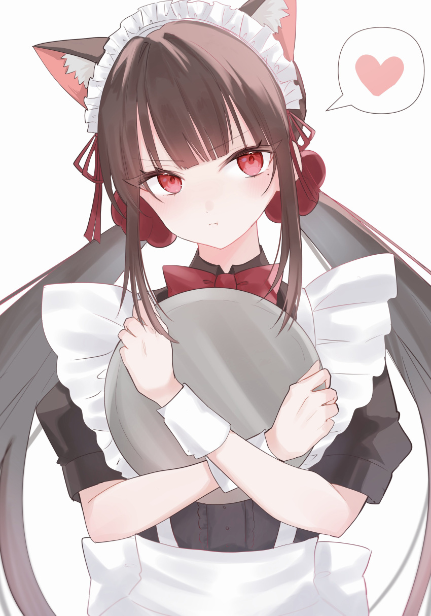 Safebooru - 1girl absurdres alternate costume animal ears apron black dress blush bow bowtie ...