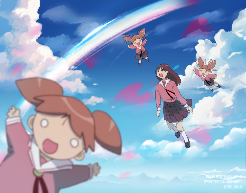 Safebooru - 2girls :d above clouds azumanga daioh azumanga daioh's ...