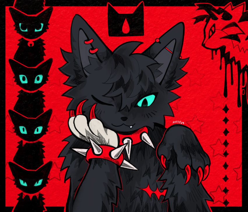 Safebooru - 1boy :3 animal ears aqua eyes black fur body fur bracelet ...