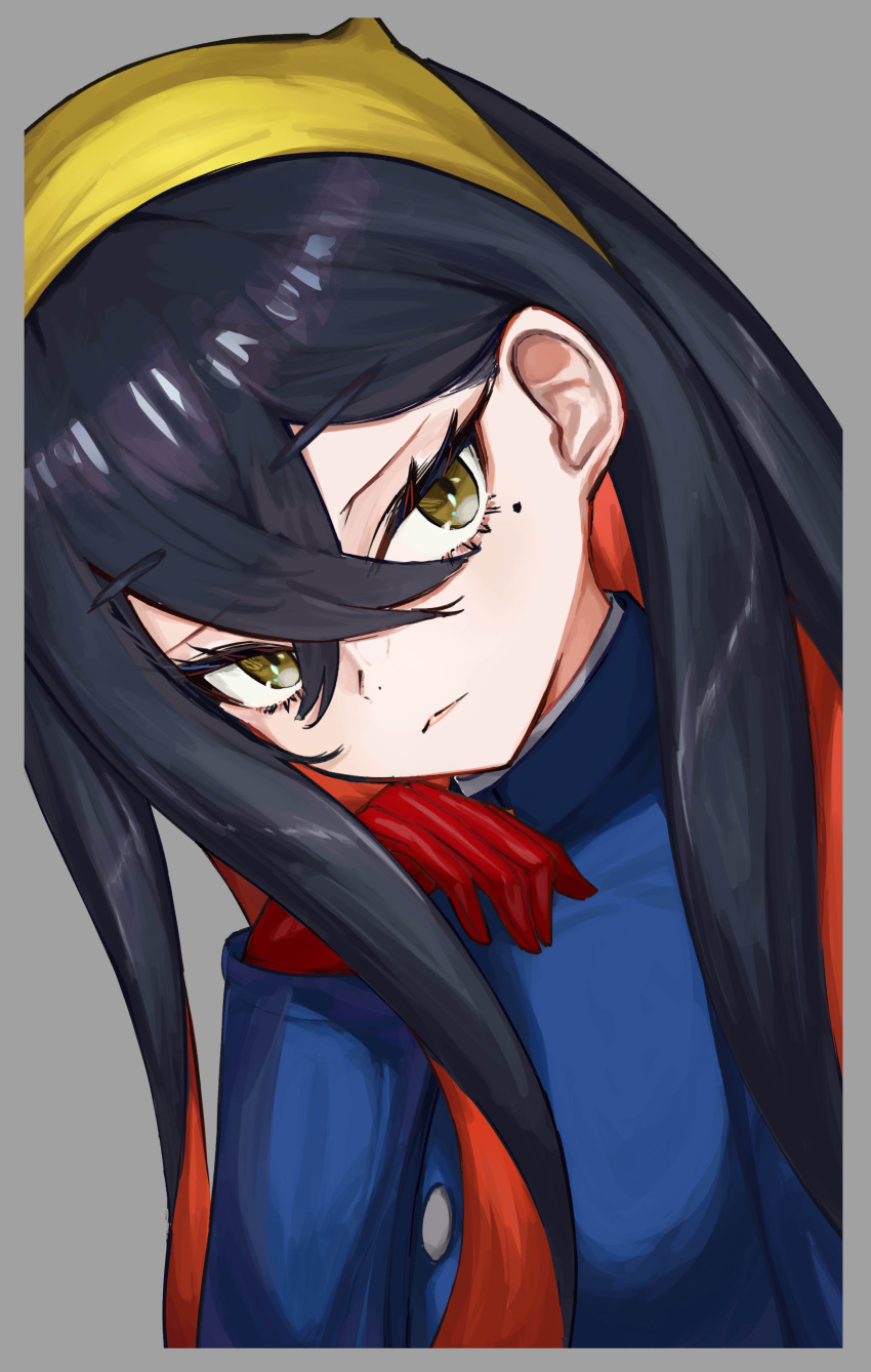 Safebooru - 1girl absurdres black hair blue jacket blueberry academy school uniform border ...