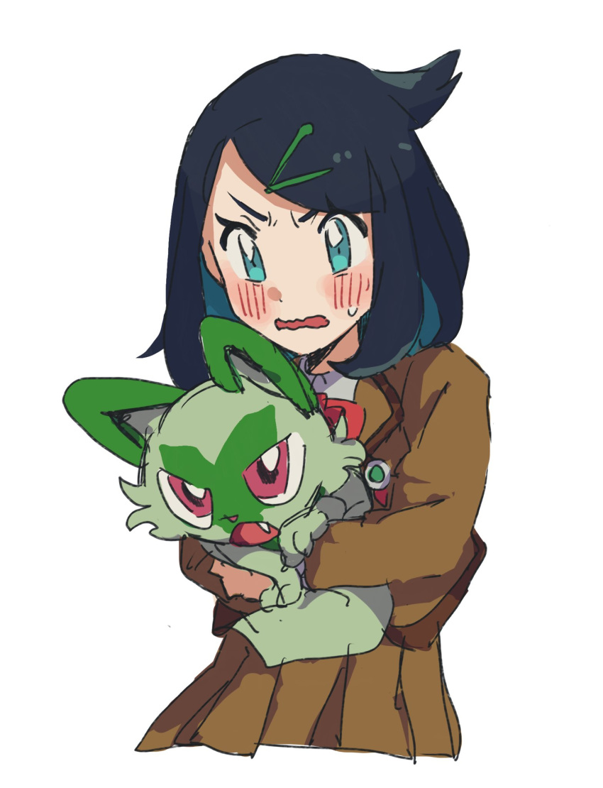 Safebooru - 1girl angry animal black hair blue eyes bow bowtie brown ...