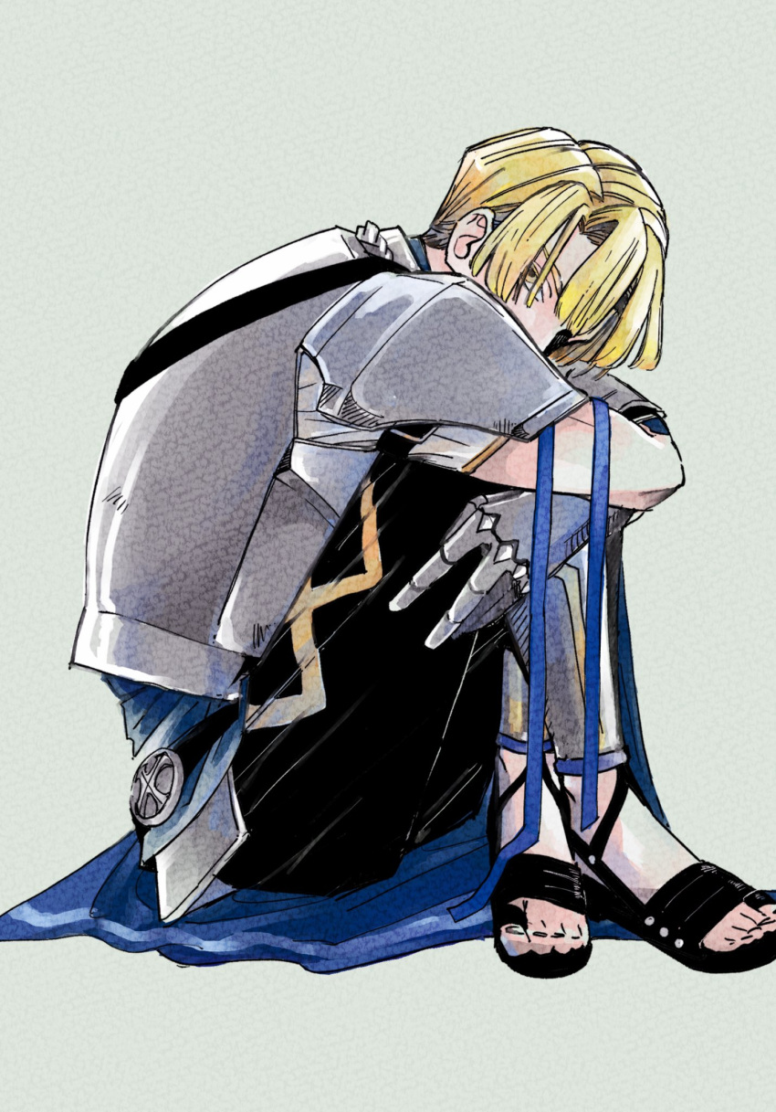 Safebooru - 1boy armor black pants blonde hair blue cape blue eyes breastplate cape commentary ...