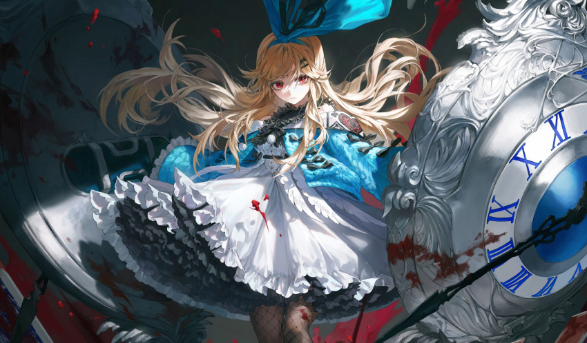 Safebooru - 1girl alice (alice in wonderland) alice in wonderland blonde hair blood blood stain ...