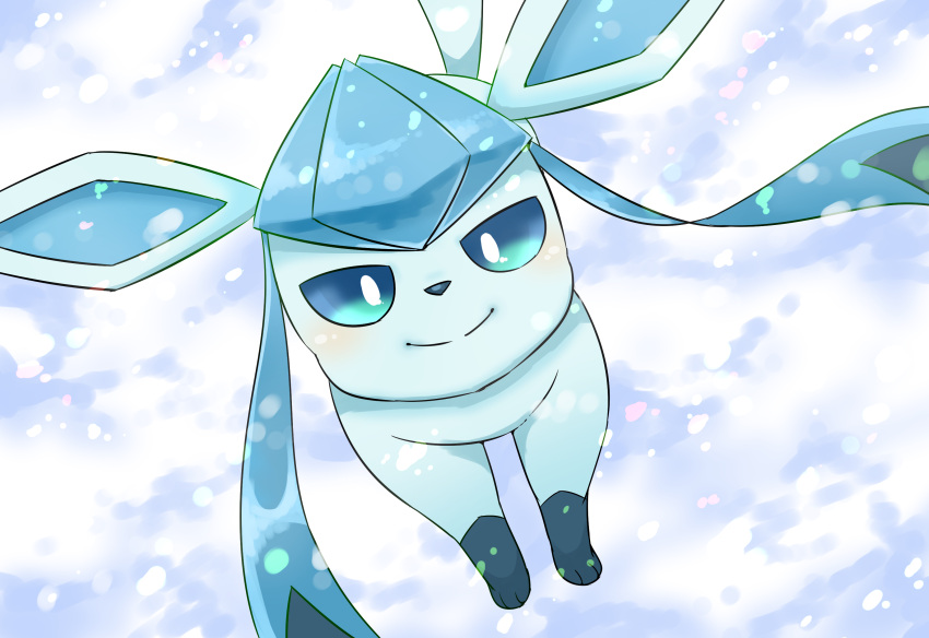 Safebooru - absurdres blue hair blush closed mouth glaceon highres ...