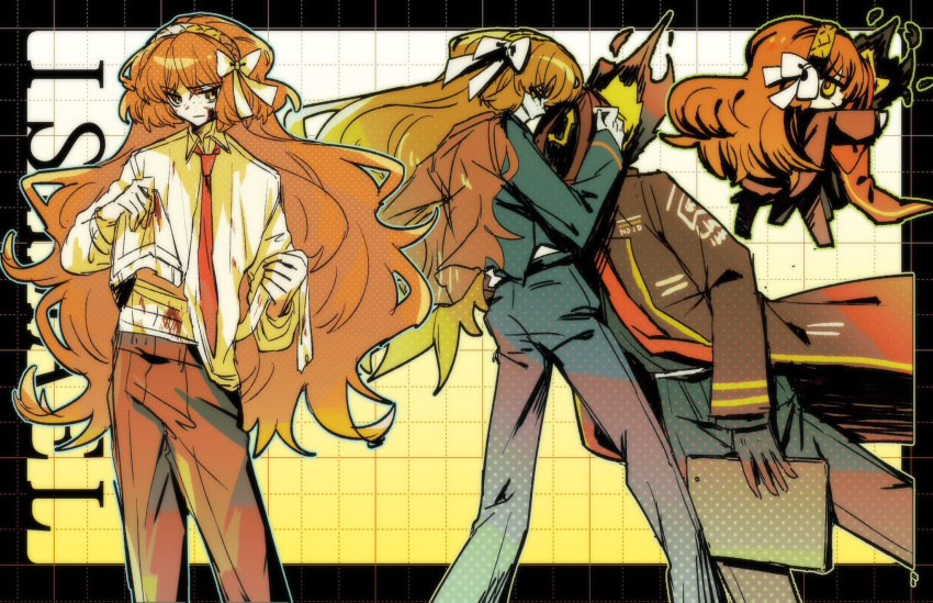 Safebooru - 1girl 1other bandages black border blood border character ...